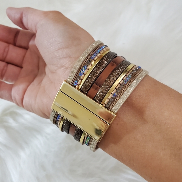 SAACHI | Jewelry | Saachi Optical Stacked Leather Bracelet | Poshmark